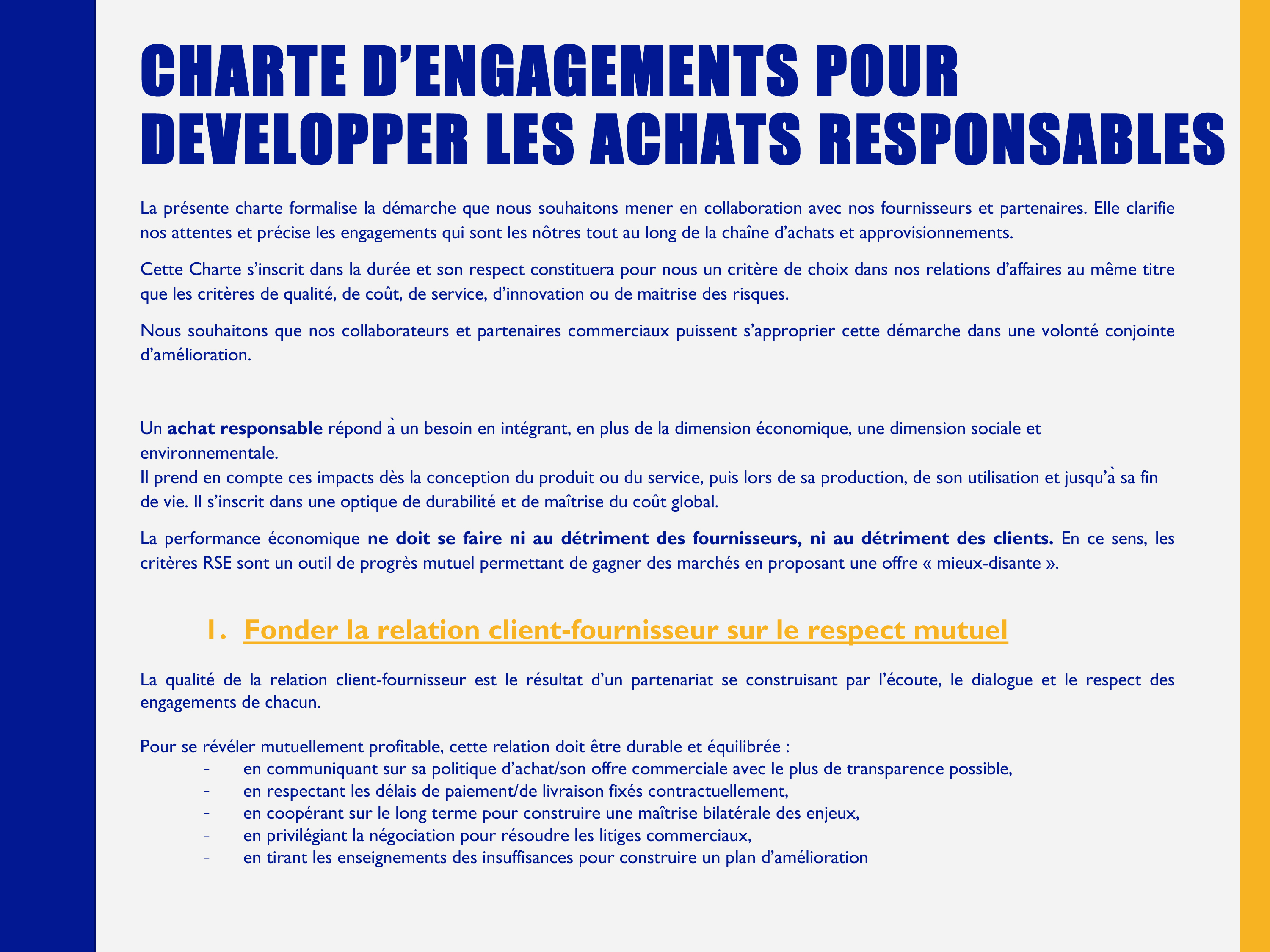 Charte des achats responsables - Saturne Services